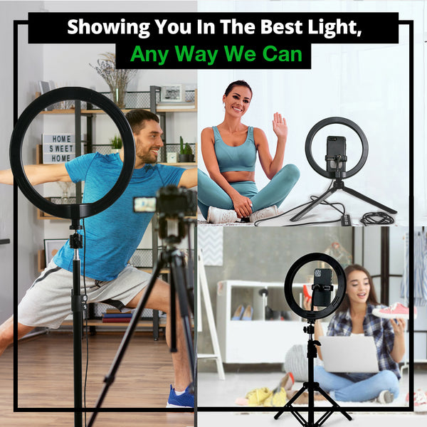 MiLite+ 10" RGB Ring Light Tripod Set – KobraTech
